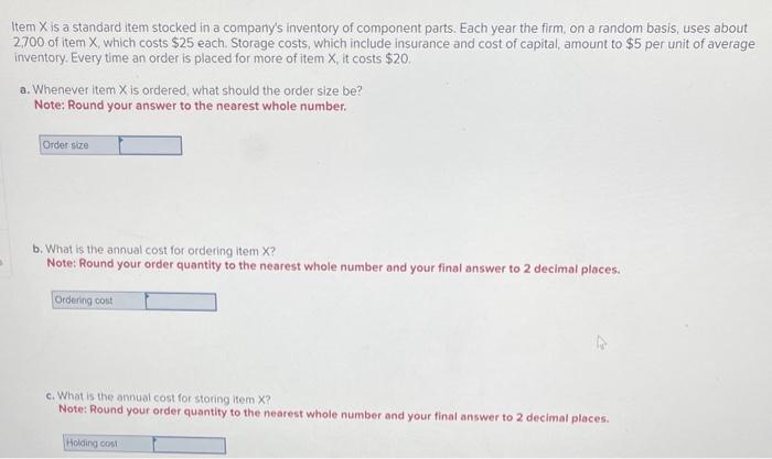 Solved Item X is a standard item stocked in a company's | Chegg.com