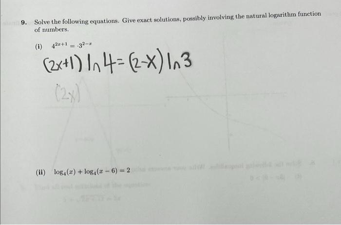 Solved Solve the following equations. Give exact solutions, | Chegg.com