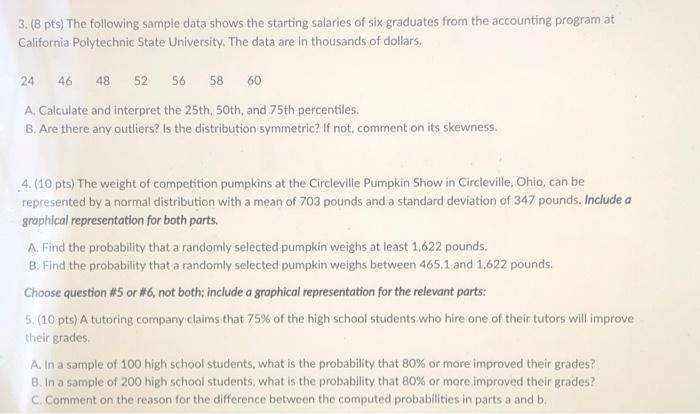 Solved 3. (8 pts) The following sample data shows the | Chegg.com