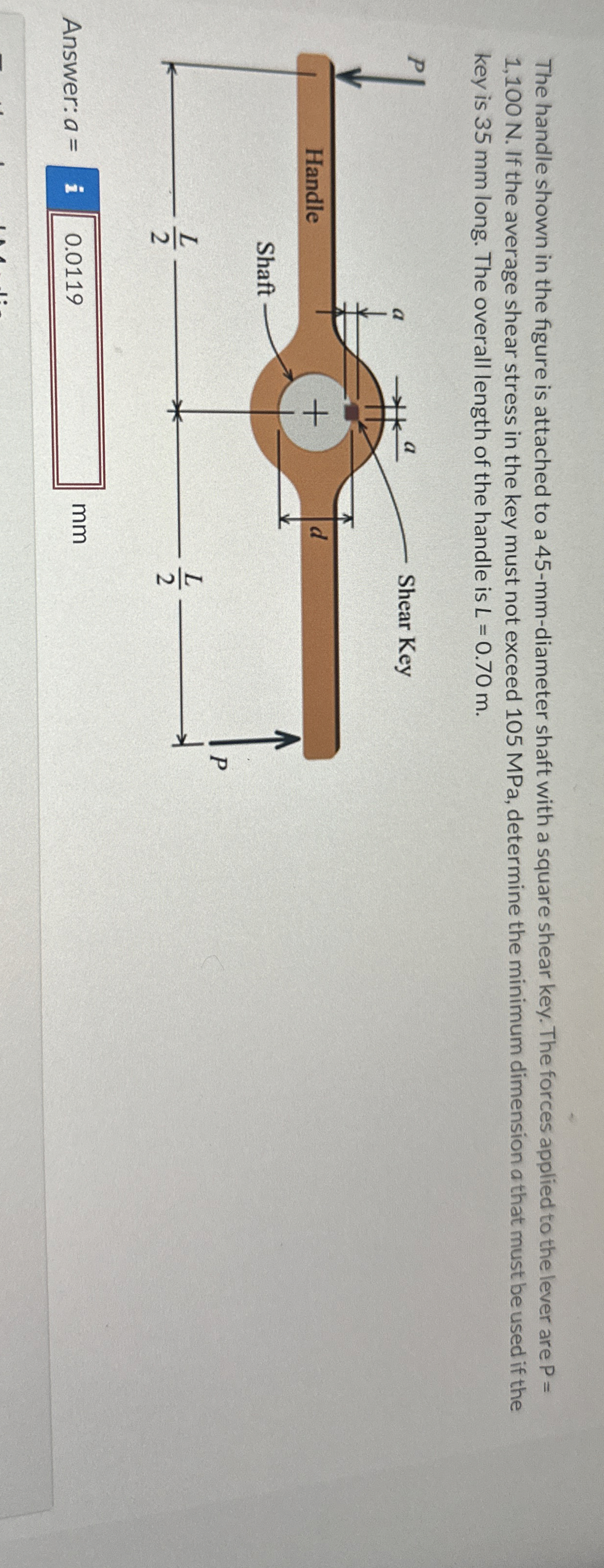 Solved The handle shown in the figure is attached to a | Chegg.com
