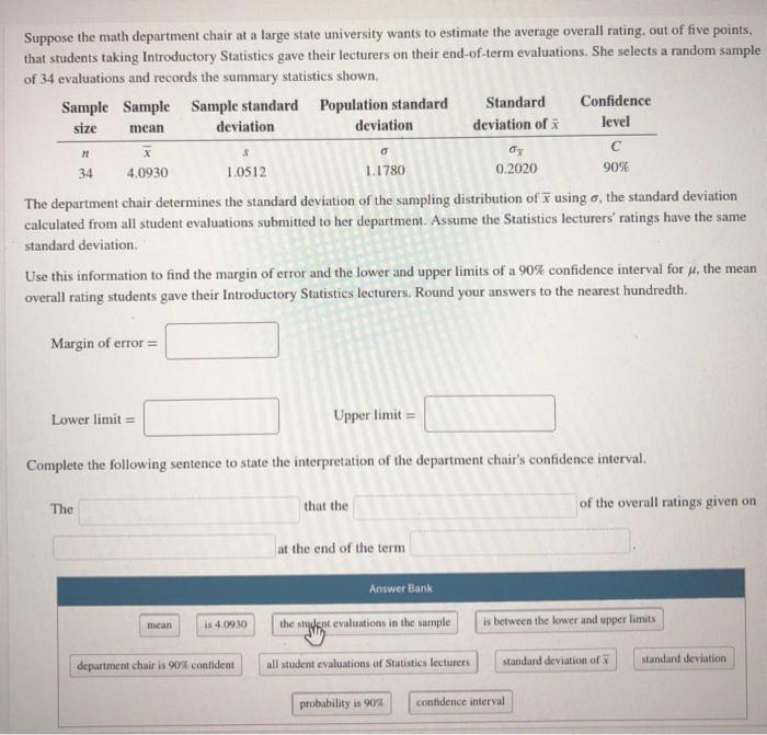 Solved 3 0 с Suppose the math department chair at a large | Chegg.com