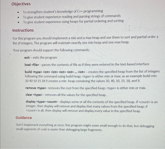 Solved Objectives - To strengthen student's knowledge of C++ | Chegg.com