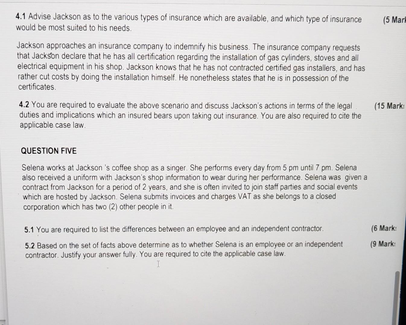 Solved 4.1 Advise Jackson as to the various types of | Chegg.com