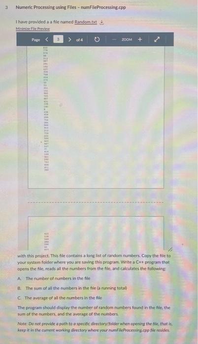 Solved 3 Numeric Processing using Files - | Chegg.com