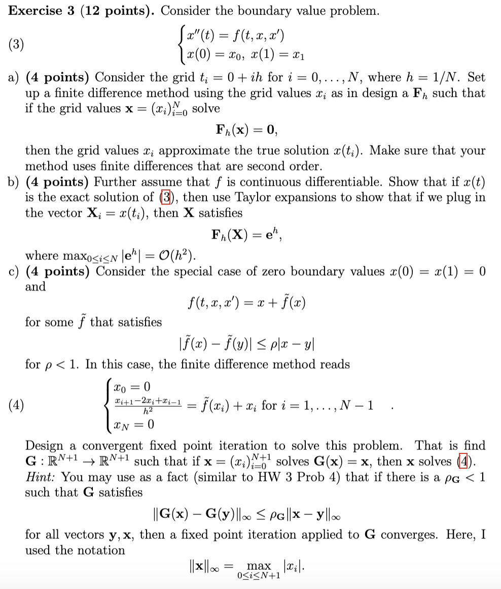 Solved Exercise 3 (12 points). Consider the boundary value | Chegg.com Solved Exercise 3 (12 points). Consider the boundary value | Chegg.com