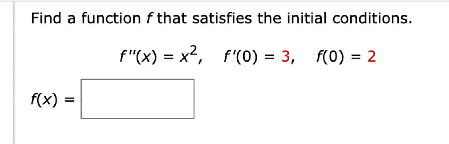 Solved Find a function f ﻿that satisfies the initial | Chegg.com