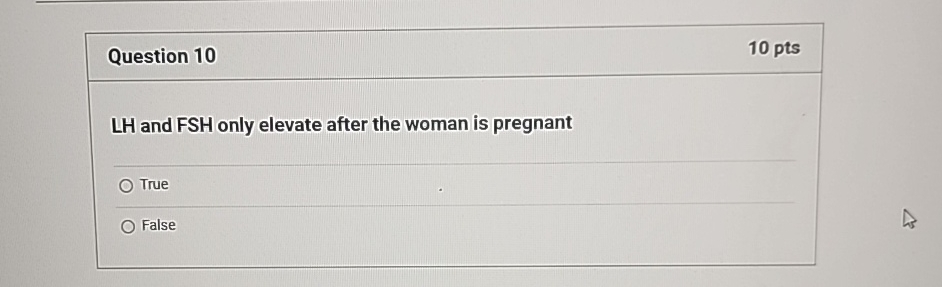 Solved Question 1010 ﻿ptsLH and FSH only elevate after the | Chegg.com
