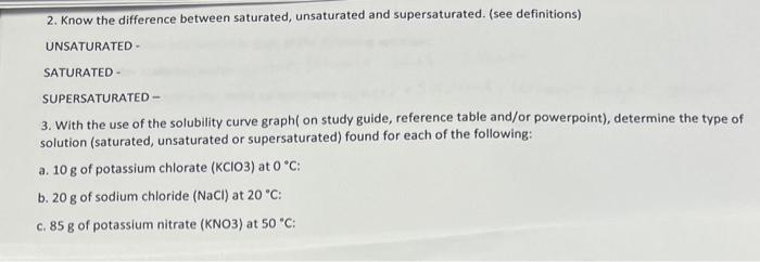 Solved 2. Know the difference between saturated, unsaturated | Chegg.com