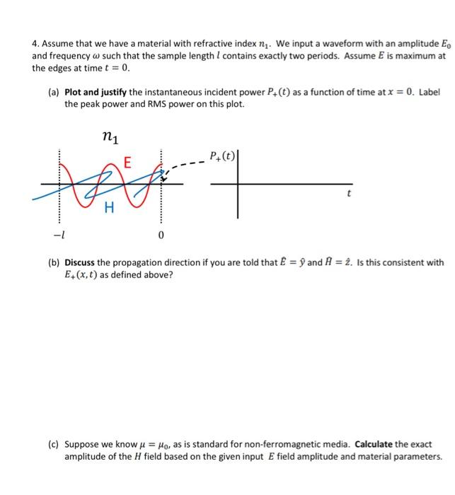 Solved 4. Assume that we have a material with refractive | Chegg.com