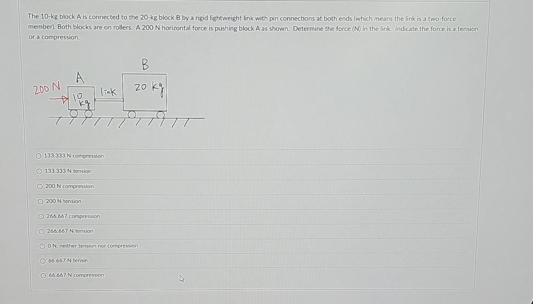Solved The 10-kg block A is connected to the 20-kg block B | Chegg.com