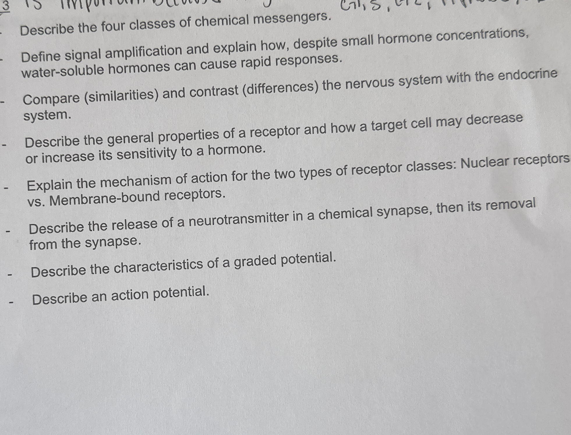 Solved Describe the four classes of chemical | Chegg.com