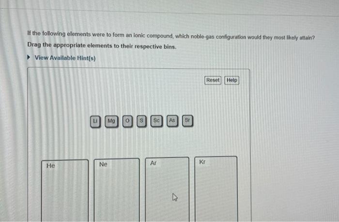 Solved If the following elements were to form an ionic | Chegg.com