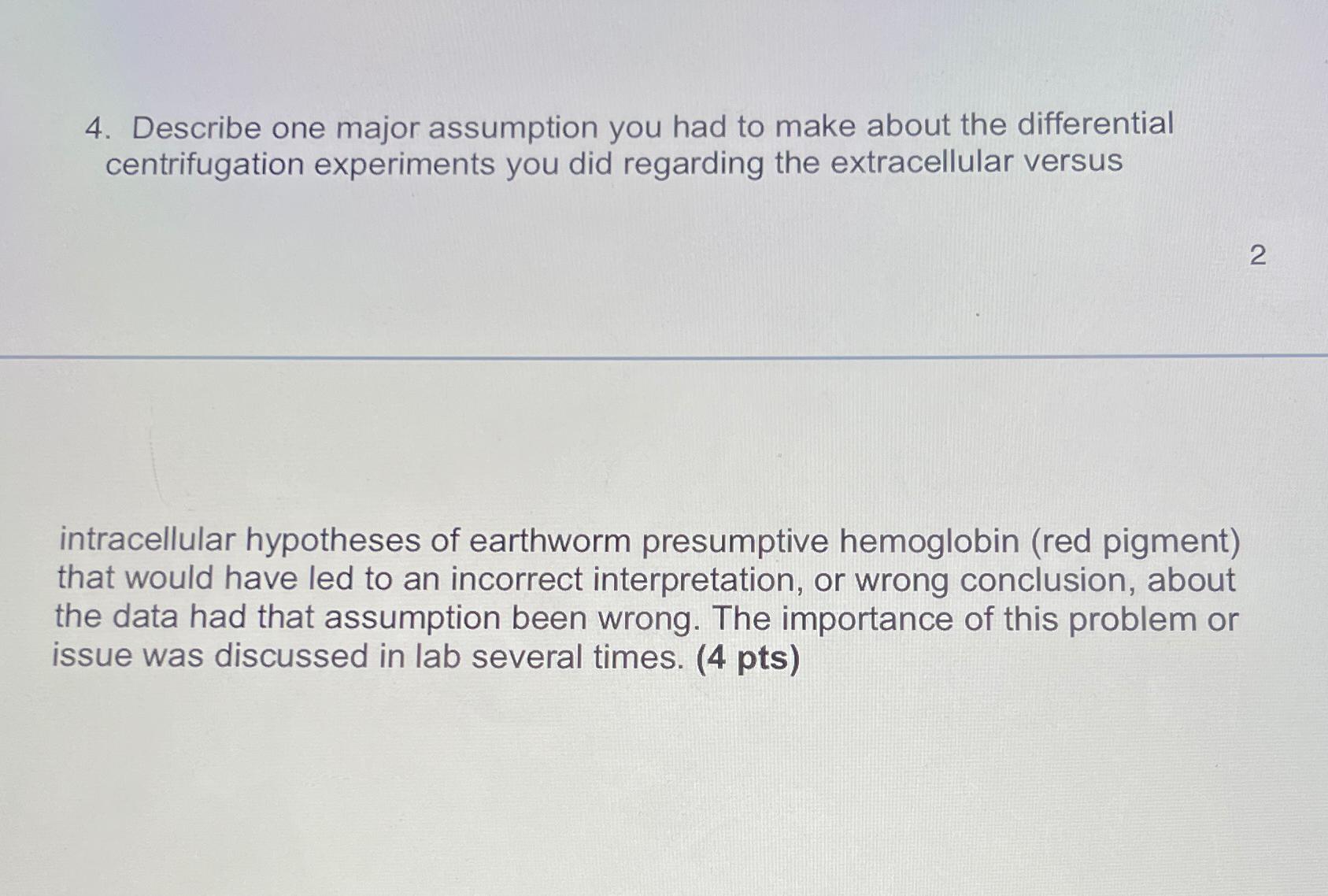 Solved Describe one major assumption you had to make about | Chegg.com