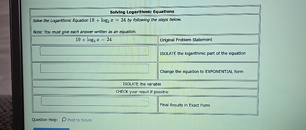 Solved Solving Logarithmic EquationsSolve the Logarthmic | Chegg.com