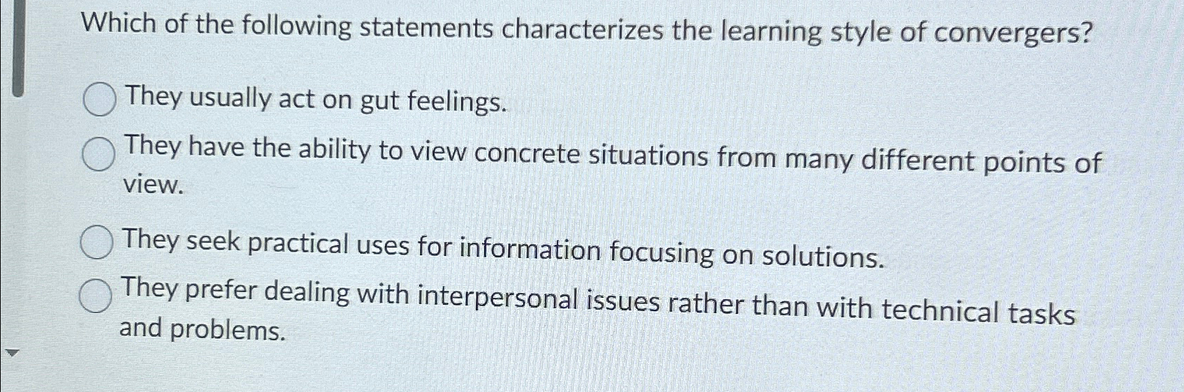 Solved Which of the following statements characterizes the | Chegg.com