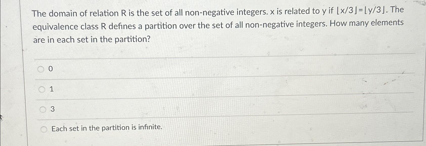 Solved The domain of relation R is the set of all | Chegg.com