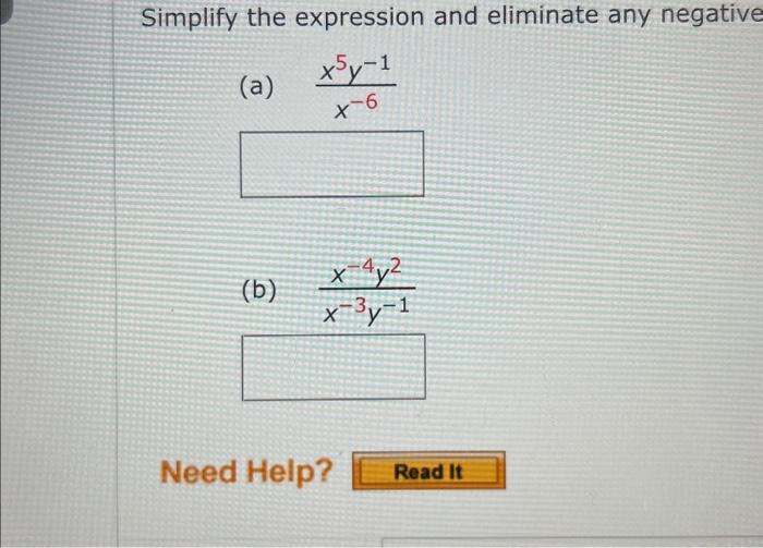 Solved Simplify the expression and eliminate any negative | Chegg.com