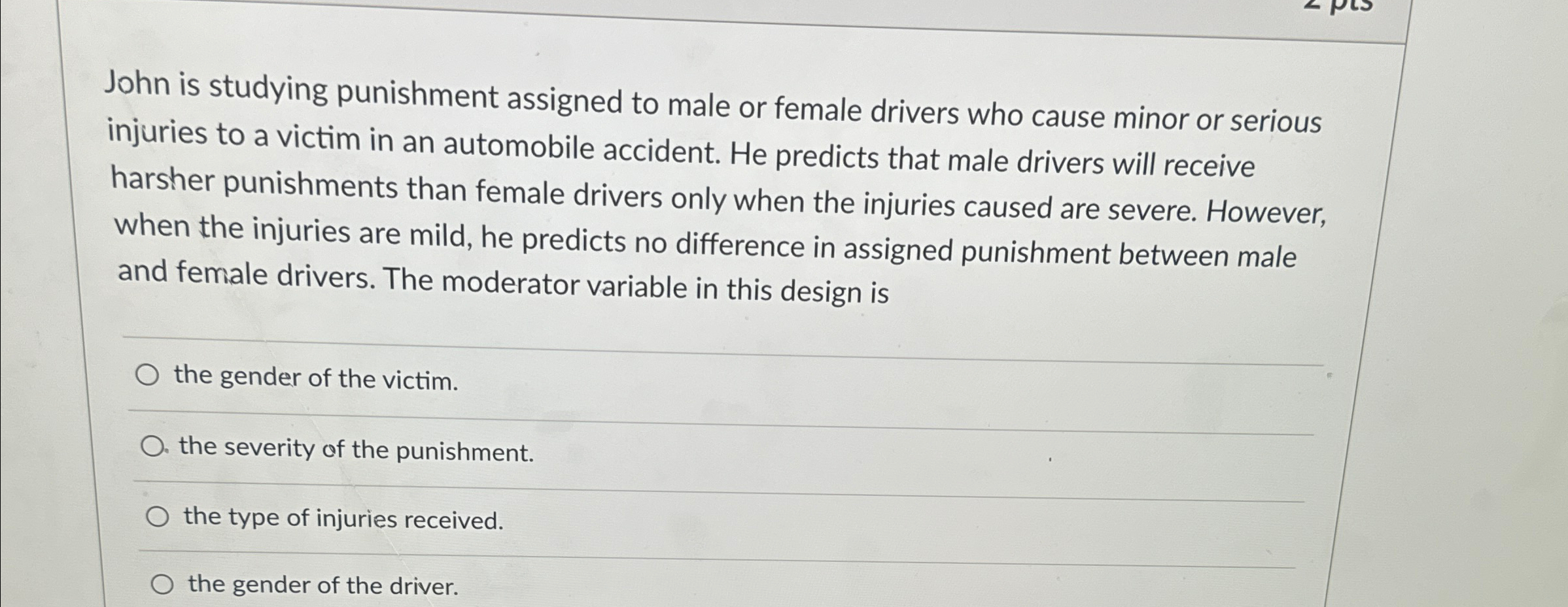 Solved John is studying punishment assigned to male or | Chegg.com