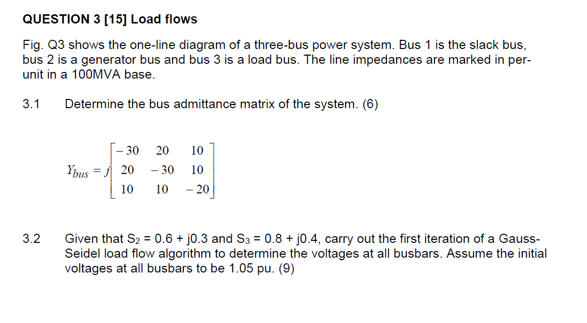 Solved QUESTION 3 [15] ﻿Load flowsFig. Q3 ﻿shows the | Chegg.com