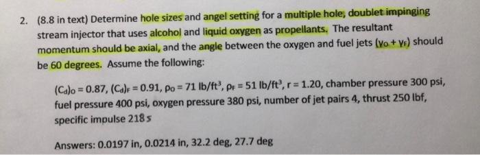 Solved (8.8 in text) Determine hole sizes and angel setting | Chegg.com