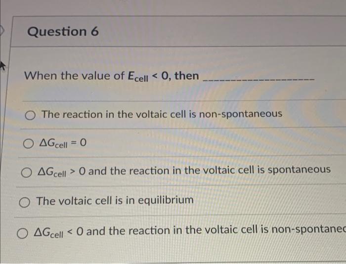 Solved When the value of Ecell