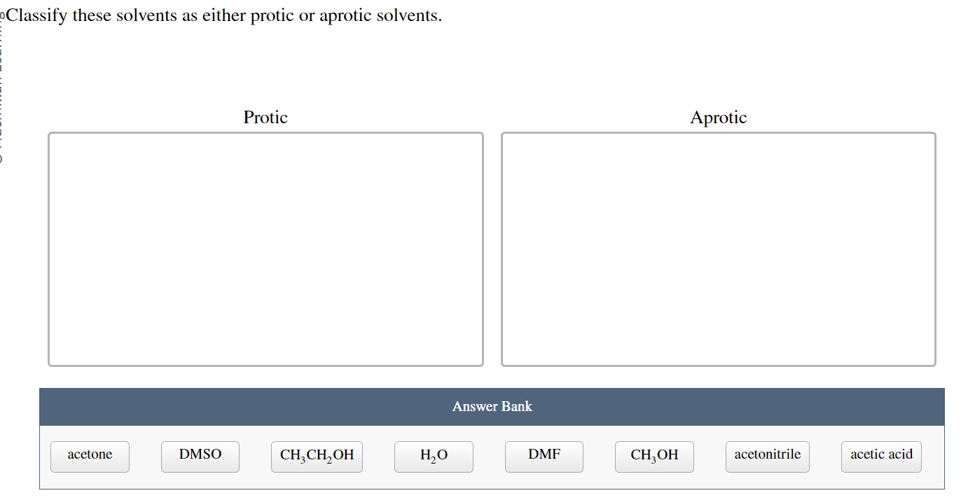 Solved Classify these solvents as either protic or aprotic | Chegg.com