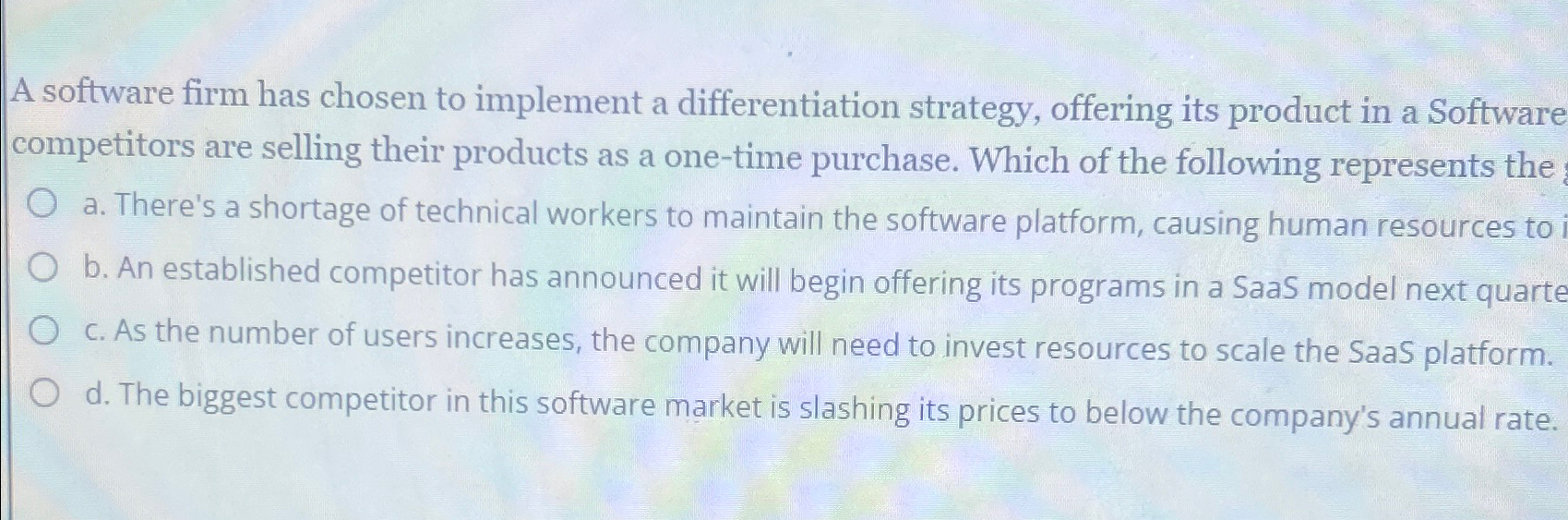 Solved A software firm has chosen to implement a | Chegg.com