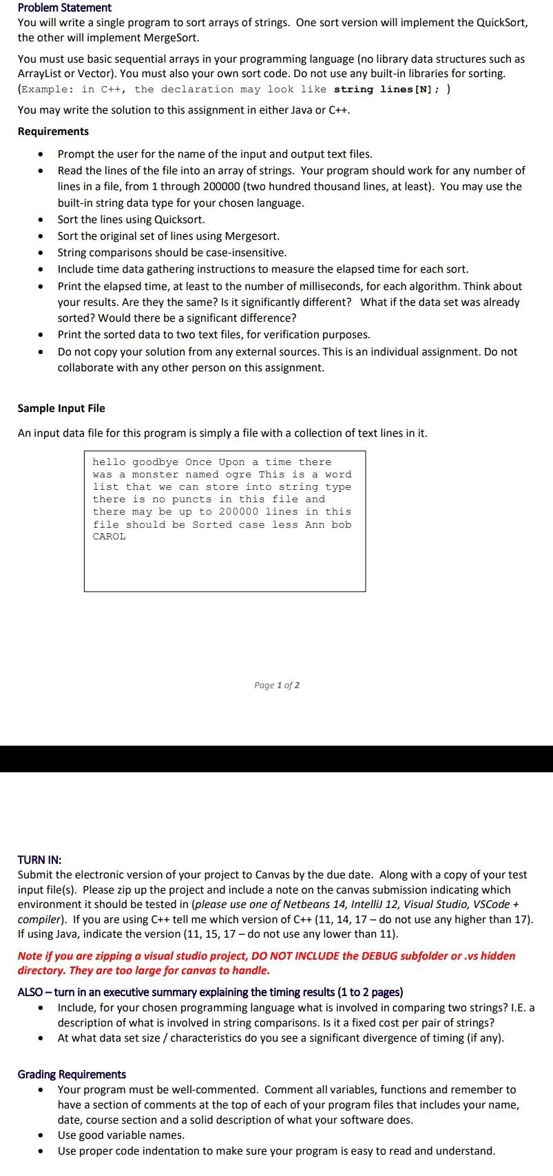 Solved Problem Statement You will write a single program to | Chegg.com