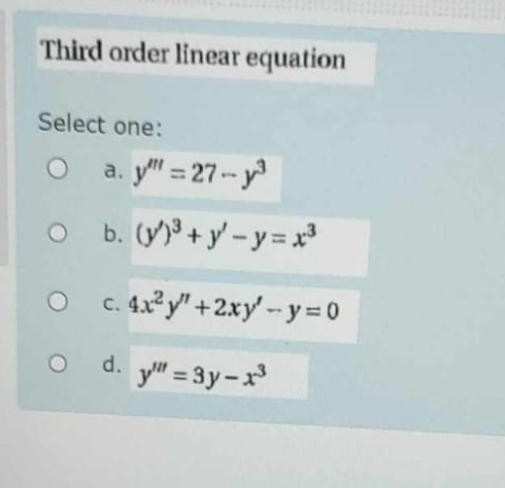 Solved Third order linear equationSelect | Chegg.com