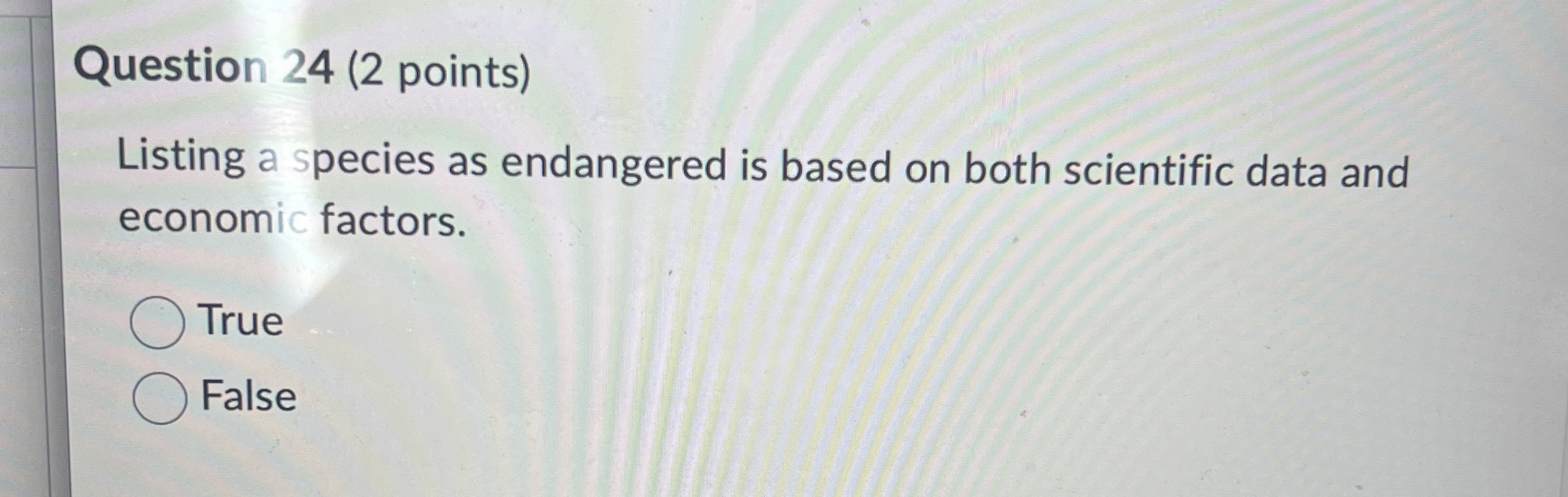 Solved Question 24 (2 ﻿points)Listing a species as | Chegg.com