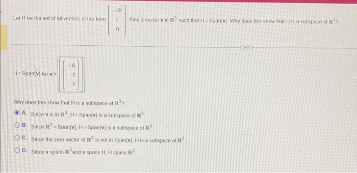 Solved Let H be the set of all vectors of the form | Chegg.com