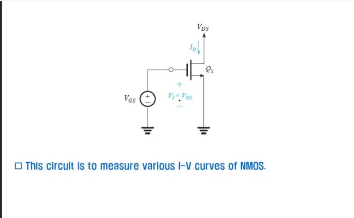 Solved VDS ID 。 VGS V-Vos This circuit is to measure various | Chegg.com