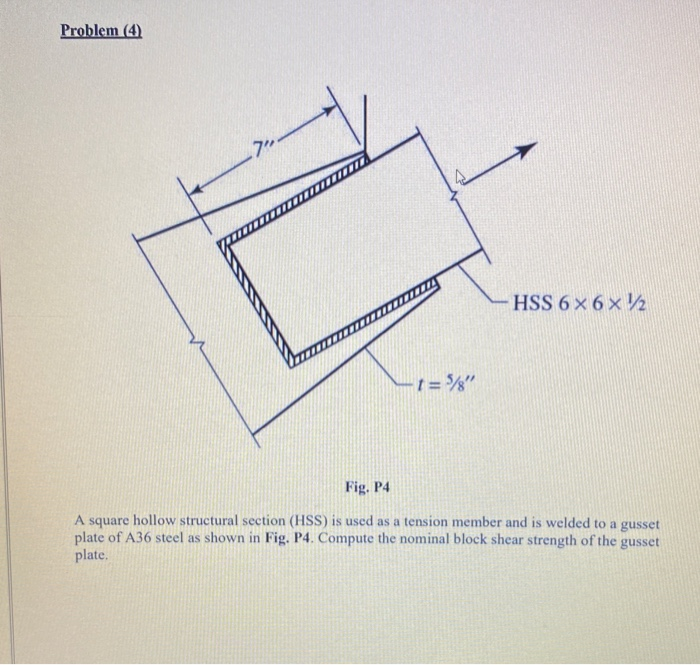 Solved Problem (4) HSS 6 x 6 x 12 Fig. P4 A square hollow | Chegg.com