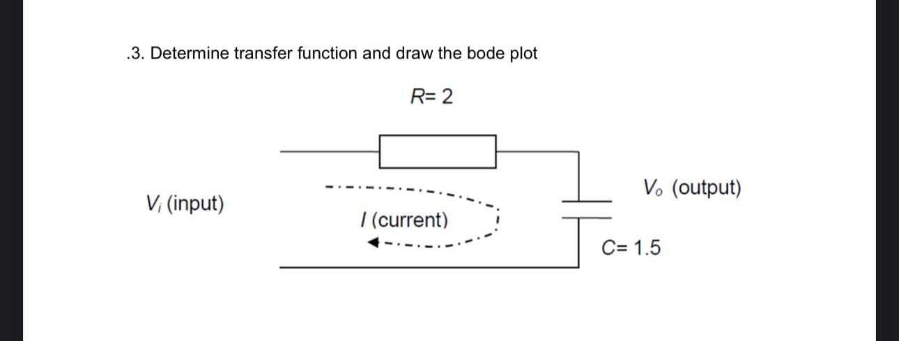 Solved .3. ﻿Determine transfer function and draw the bode | Chegg.com