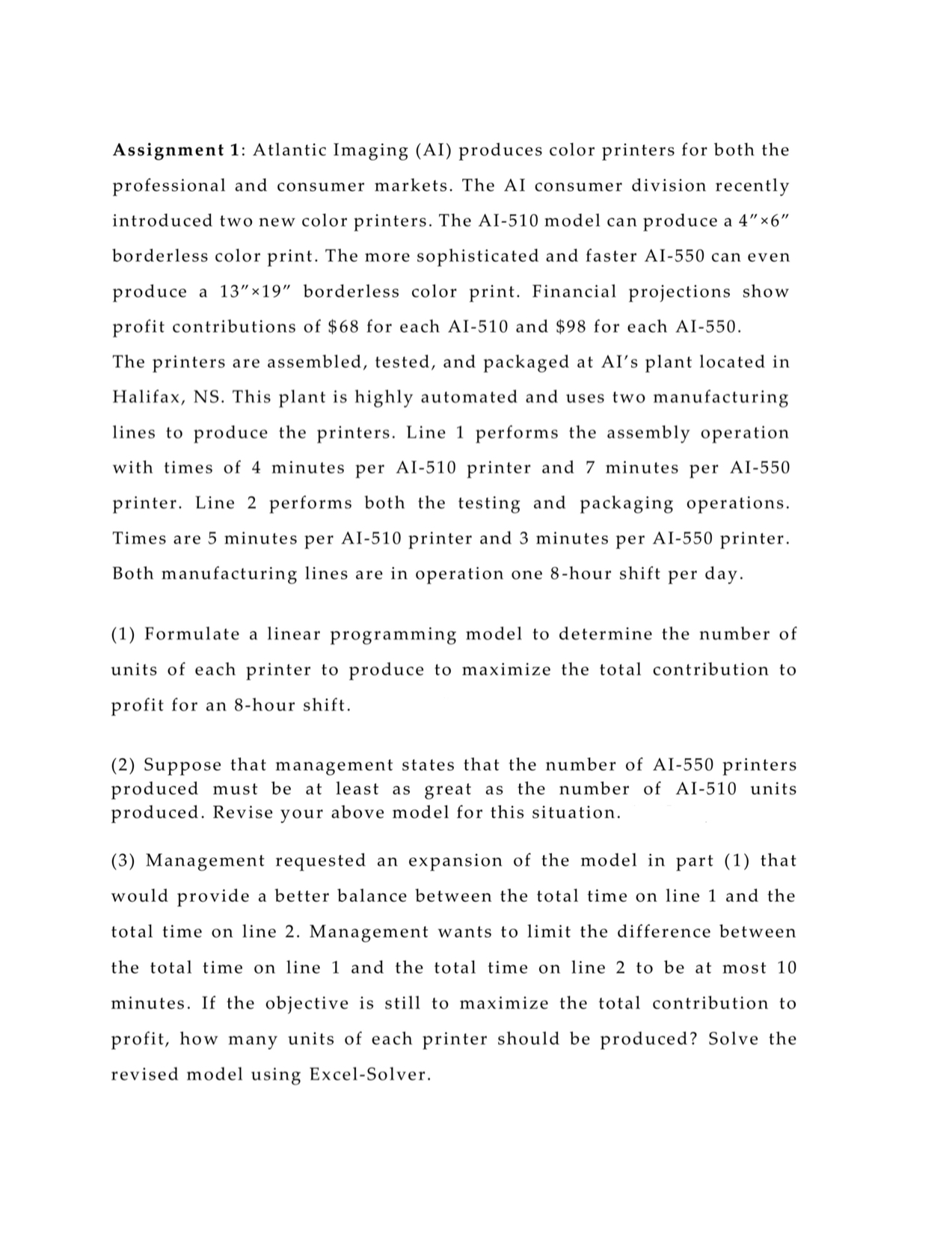 Solved Assignment 1: Atlantic Imaging (AI) ﻿produces color | Chegg.com