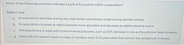 Solved Which of the following examples indicates a cyclical | Chegg.com