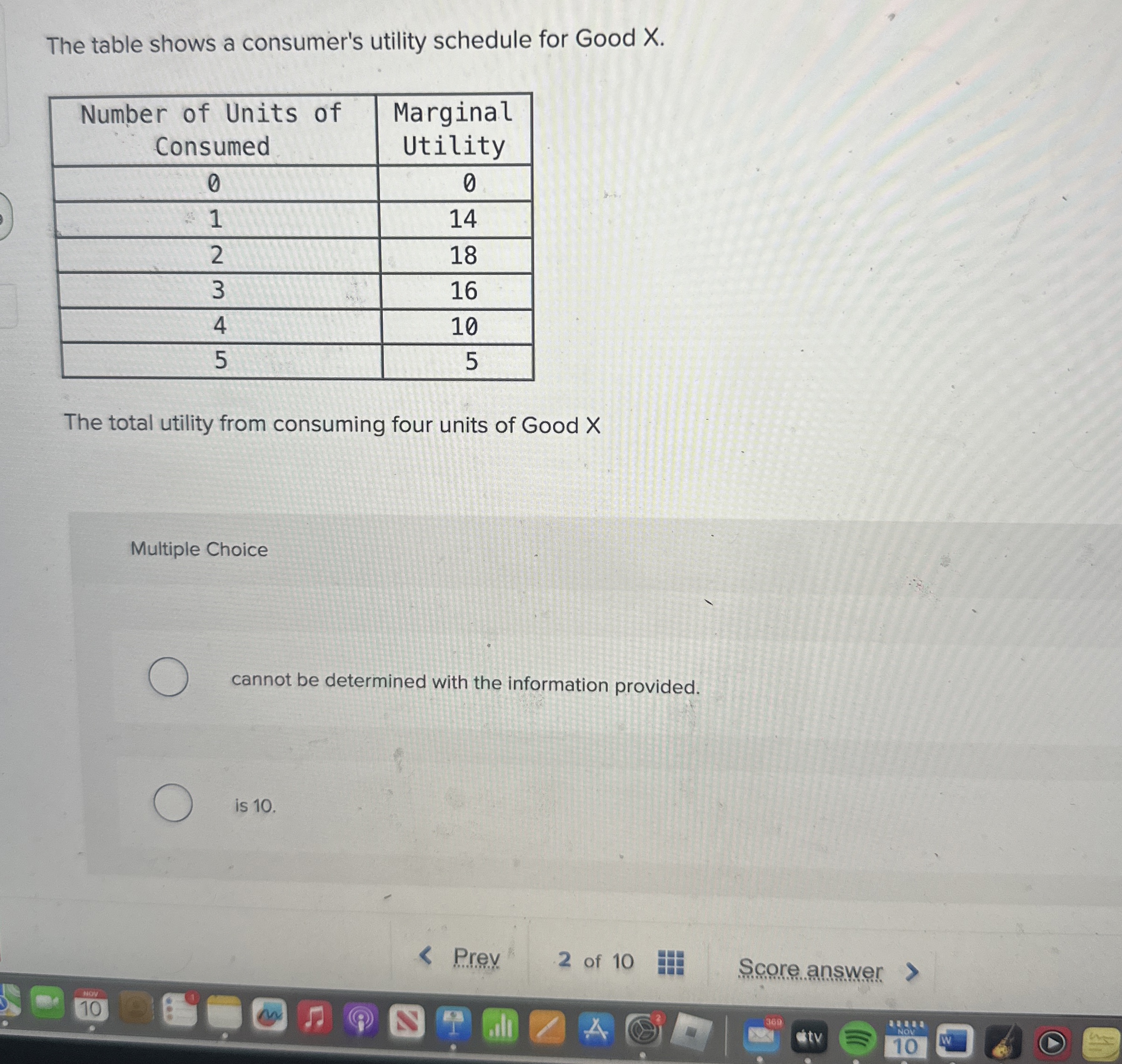 High Quality SOLUTION The table shows a consumer's utility schedule for | Chegg.com