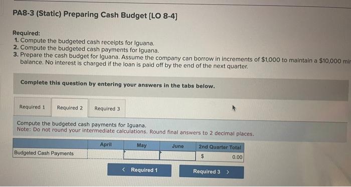 Solved Required information SB Problem PA8-1 to PA8-3 [The | Chegg.com