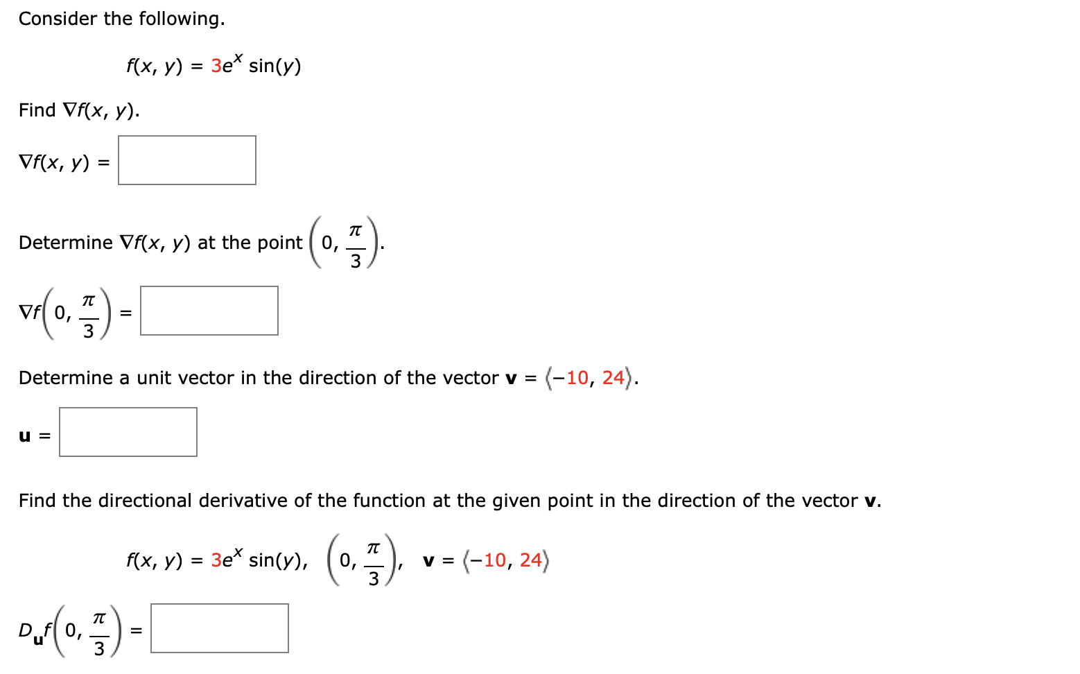 Solved Consider the following.f(x,y)=3exsin(y)Find | Chegg.com