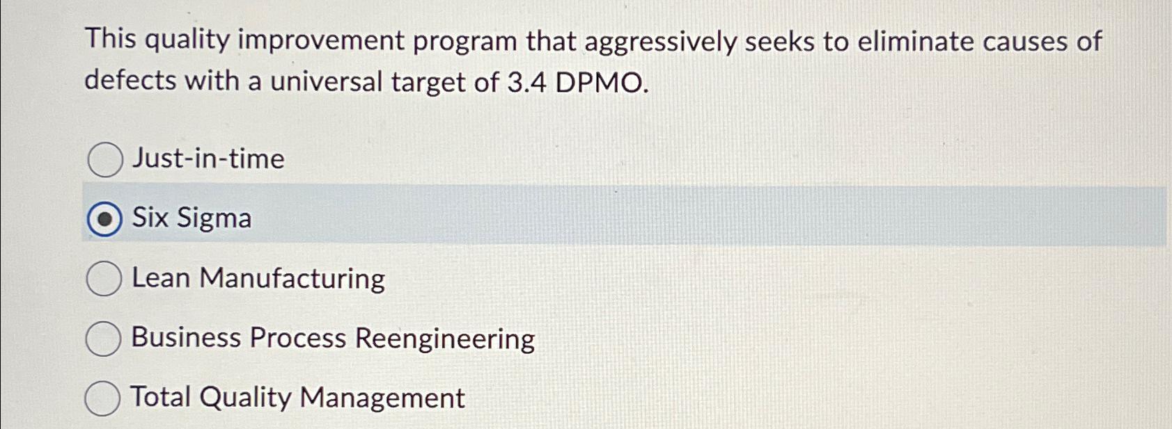 Solved This quality improvement program that aggressively | Chegg.com