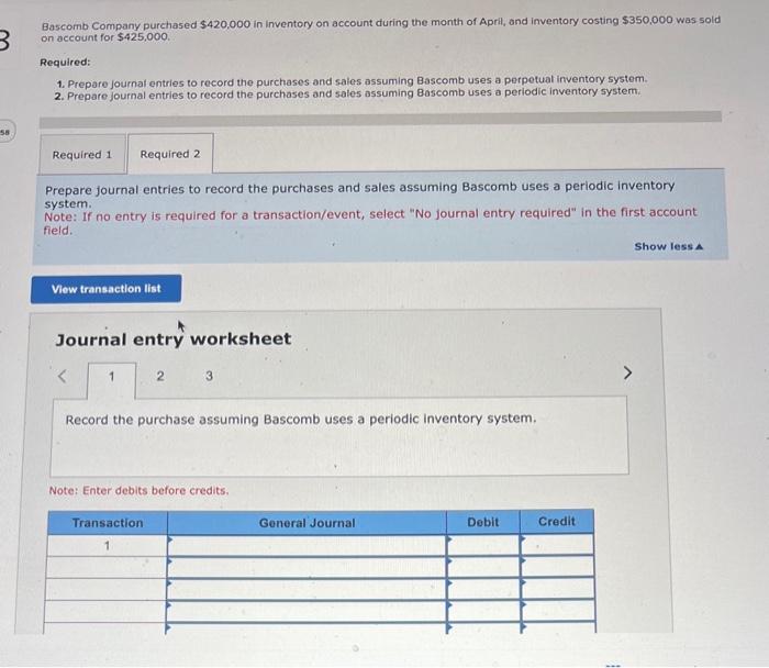 Solved Bascomb Company purchased $420.000 in inventory on | Chegg.com
