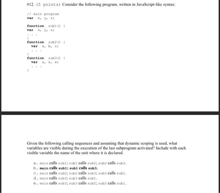 Solved 12 5 Points Consider The Following Program
