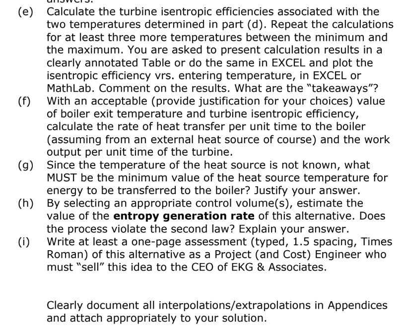 Solved (e) Calculate the turbine isentropic efficiencies | Chegg.com