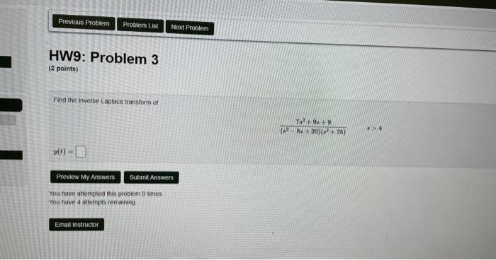 HW9: Problem 3 (2 points) Find the inverse Laplace | Chegg.com