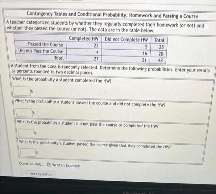 Solved Contingency Tables and Conditional Probability: | Chegg.com