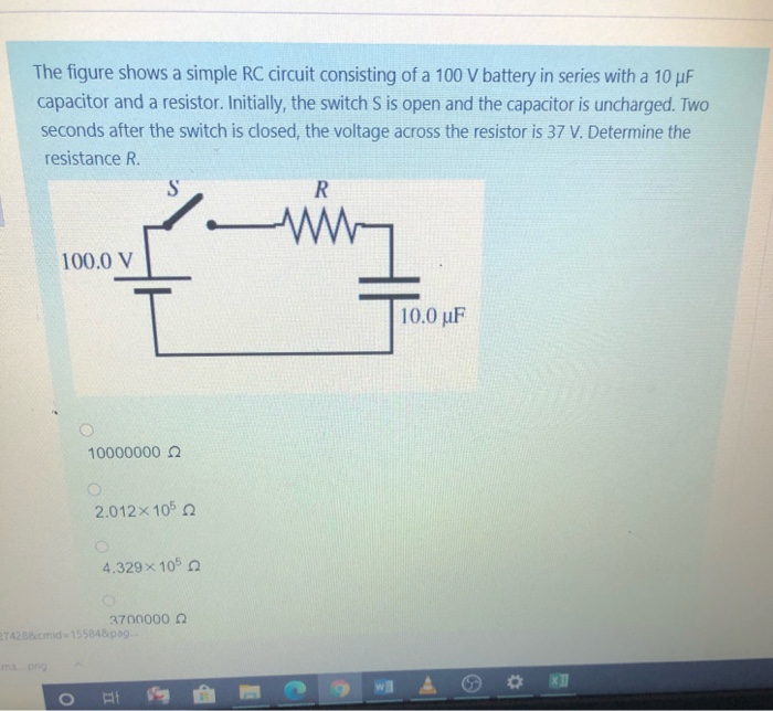 Solved The figure shows a simple RC circuit consisting of a | Chegg.com