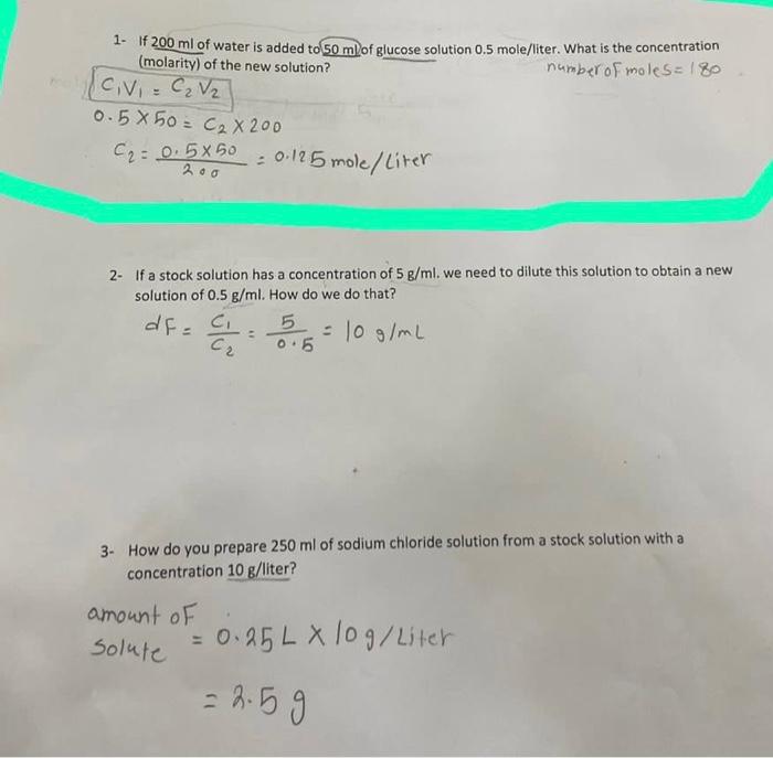 Solved 4- How to prepare, 250 ml of Glucose (C6H1206) | Chegg.com