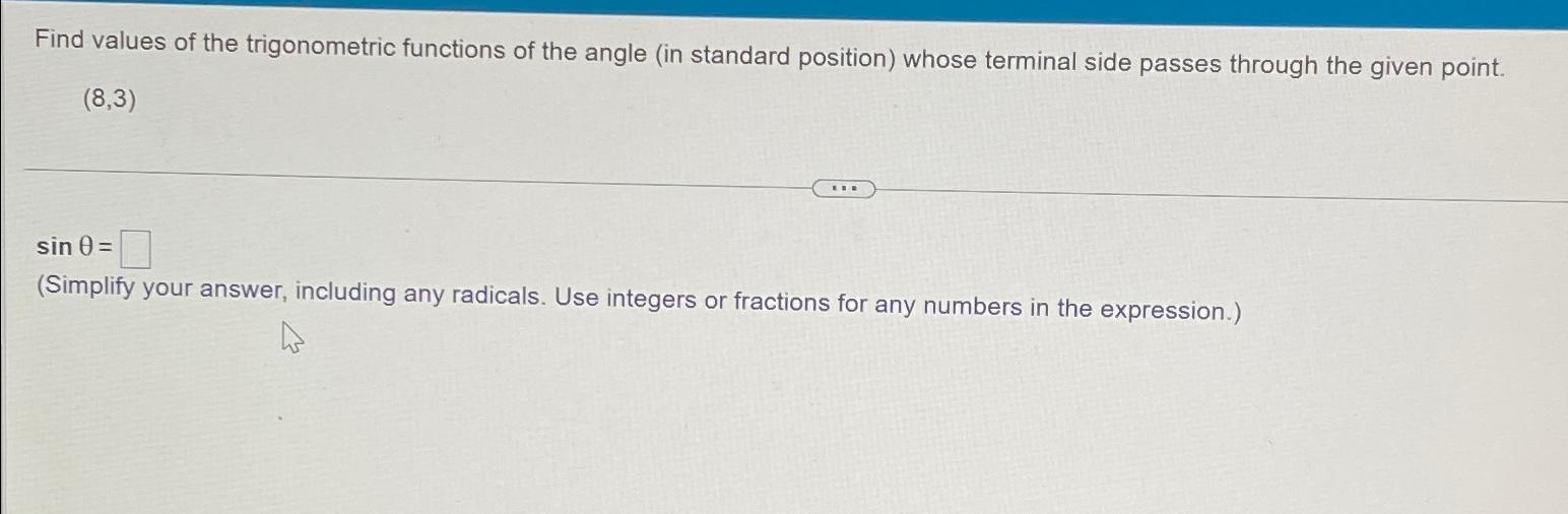 Solved Find values of the trigonometric functions of the | Chegg.com
