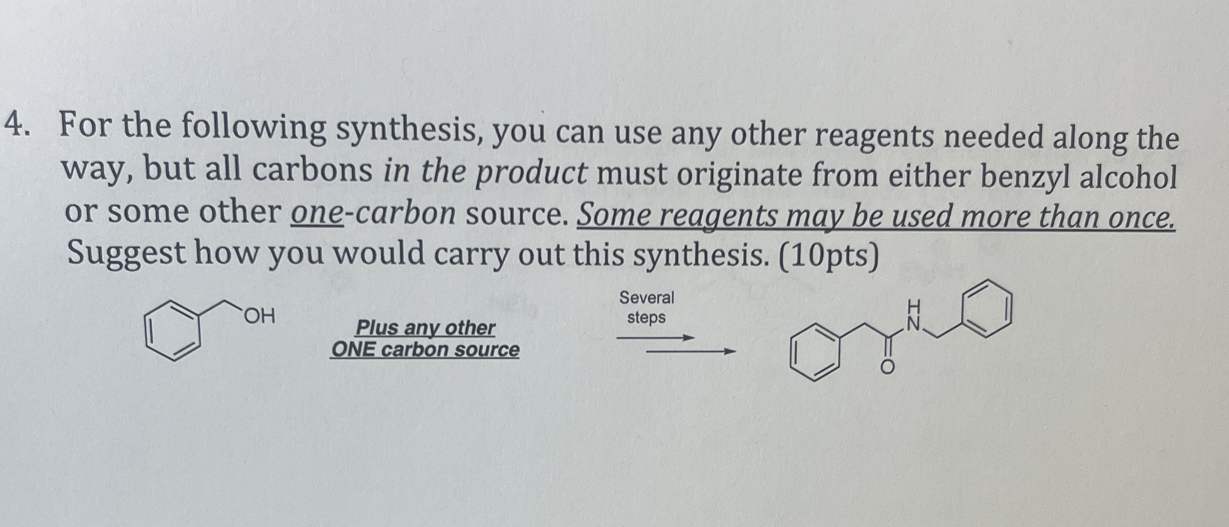 Solved For the following synthesis, you can use any other | Chegg.com