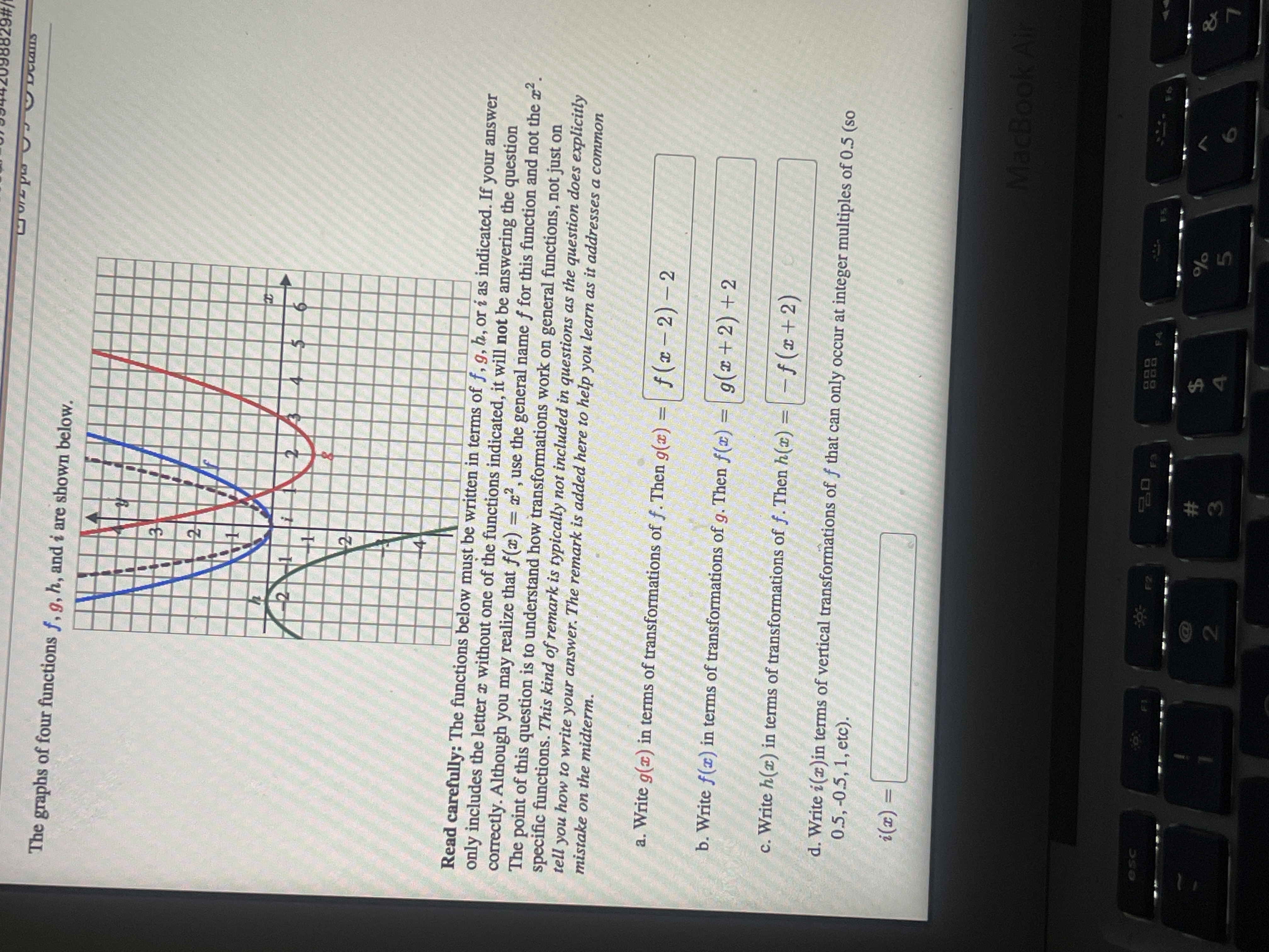 Solved The graphs of ﻿four functions f,g,h, ﻿and i are shown | Chegg.com